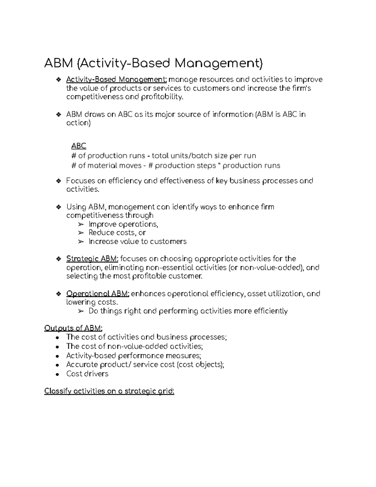 Activity-Based Management - ABM draws on ABC as its major source of ...