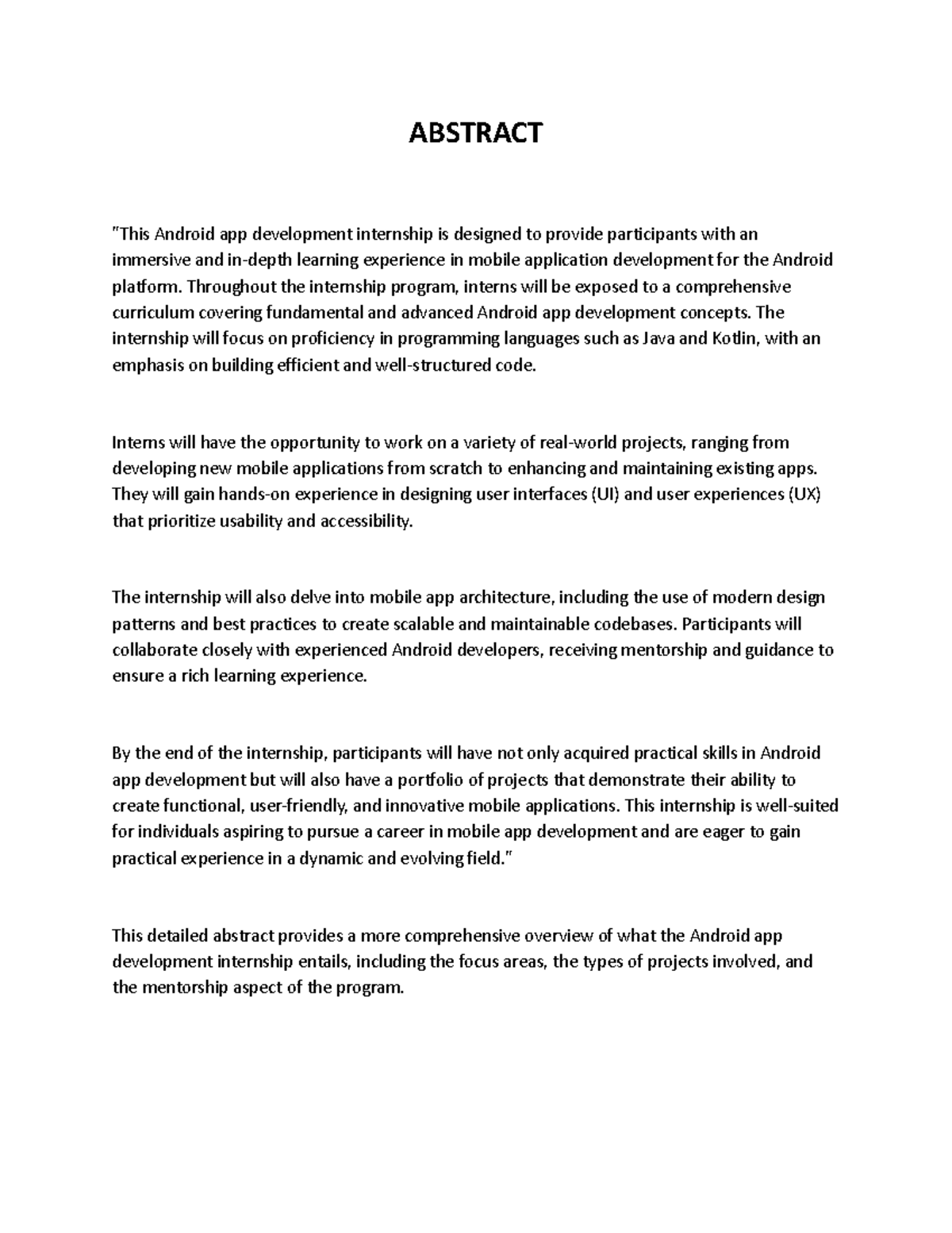 Bhagavath - ABSTRACT "This Android app development internship is ...