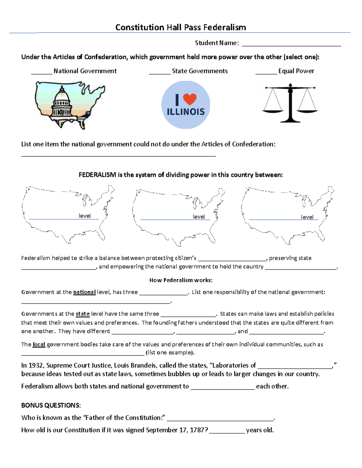 Constitution Day Hall Passon Federalism Questions - Constitution Hall ...