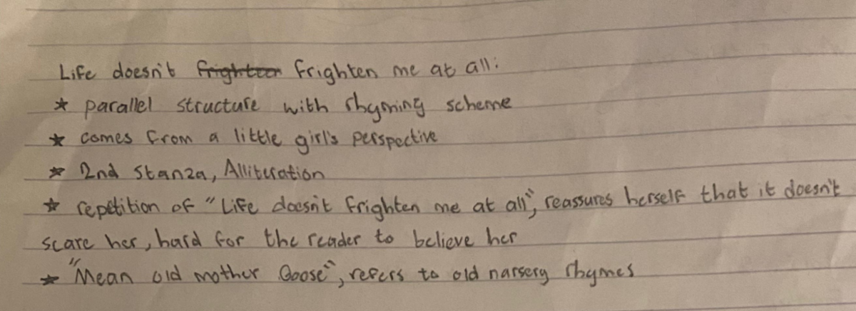 “life doesn’t frighten me at all” poem analysis - L;~c., dou"''t 'r,bter