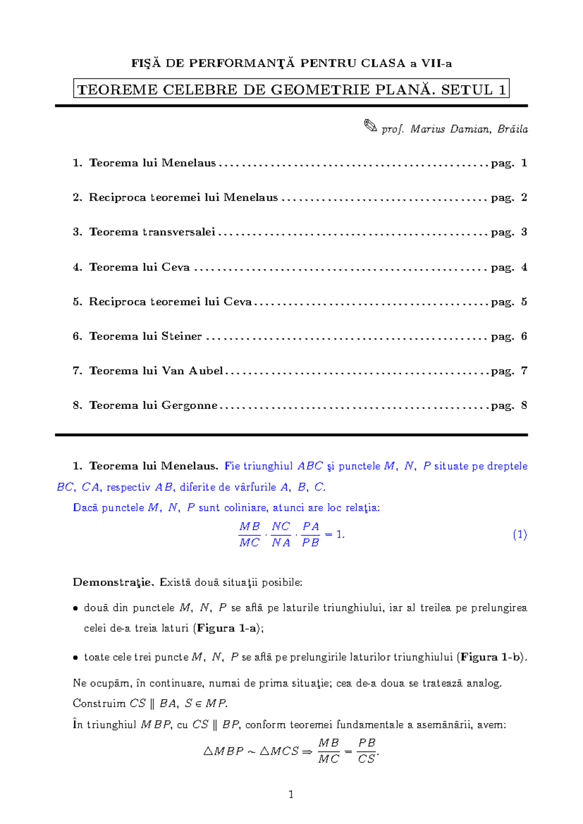 Teoreme - geometrie - FIS ̧ ̆A DE PERFORMANT ̧ ̆A PENTRU CLASA a VII-a ...