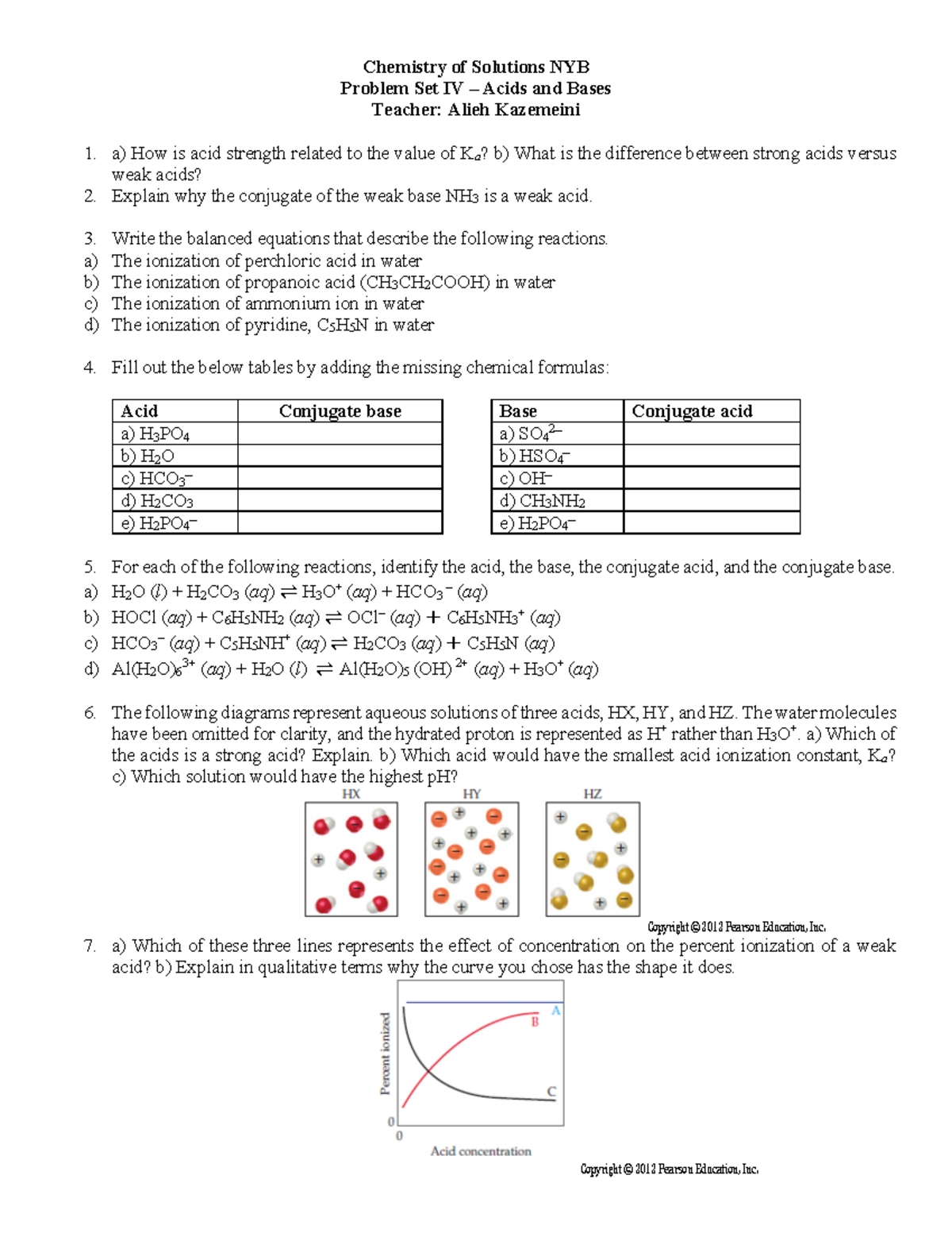 Problem Set IV - Acids and Bases - Chemistry of Solutions NYB Problem ...