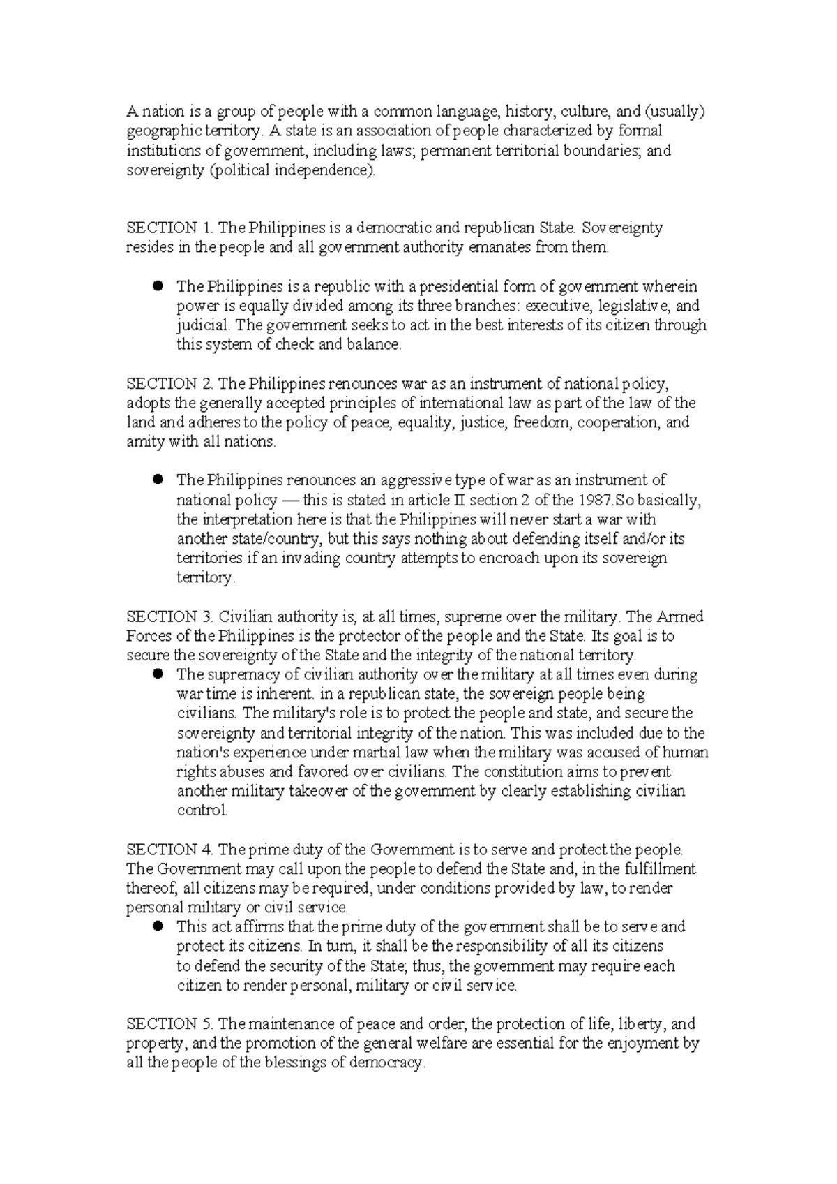 Article 2 Section 1-28 - A nation is a group of people with a common ...