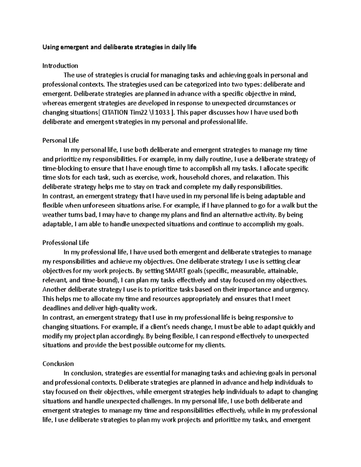 Using emergent and deliberate strategies in daily life - Using emergent ...