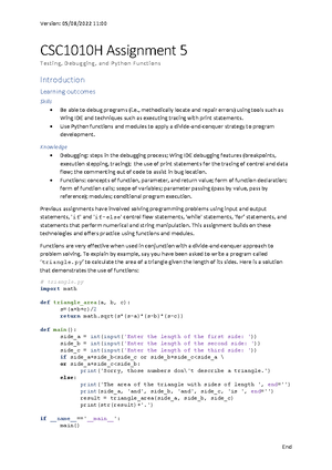 Assignment 1 - CSC1010H Tutorial 1 – Introduction to Computer Science Introduction This tutorial ...