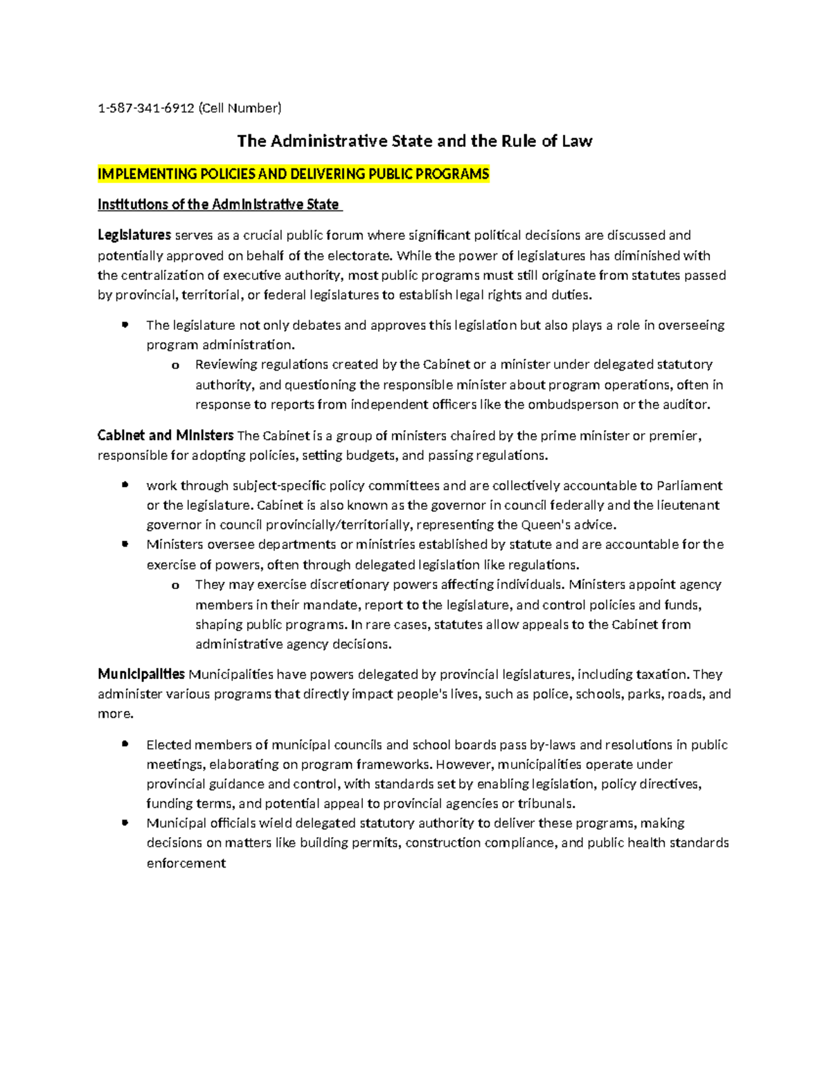 Chapter 1 - 1-587-341-6912 (Cell Number) The Administrative State and ...