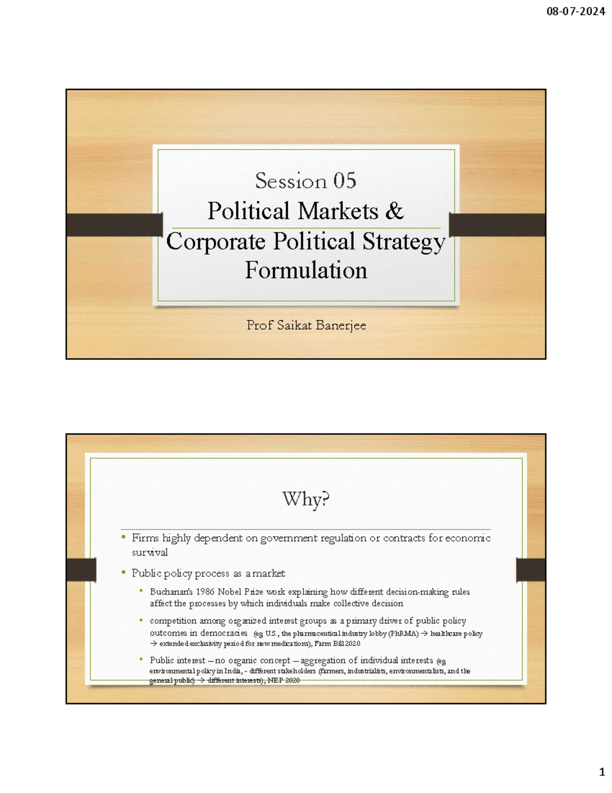 NMS Session 05 - Strategy - Session 05 Political Markets & Corporate ...