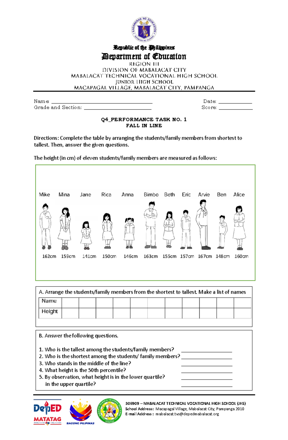 Q4 PETA-No - PERFORMACNE TASK SAMPLE - Republic of the Philippines ...