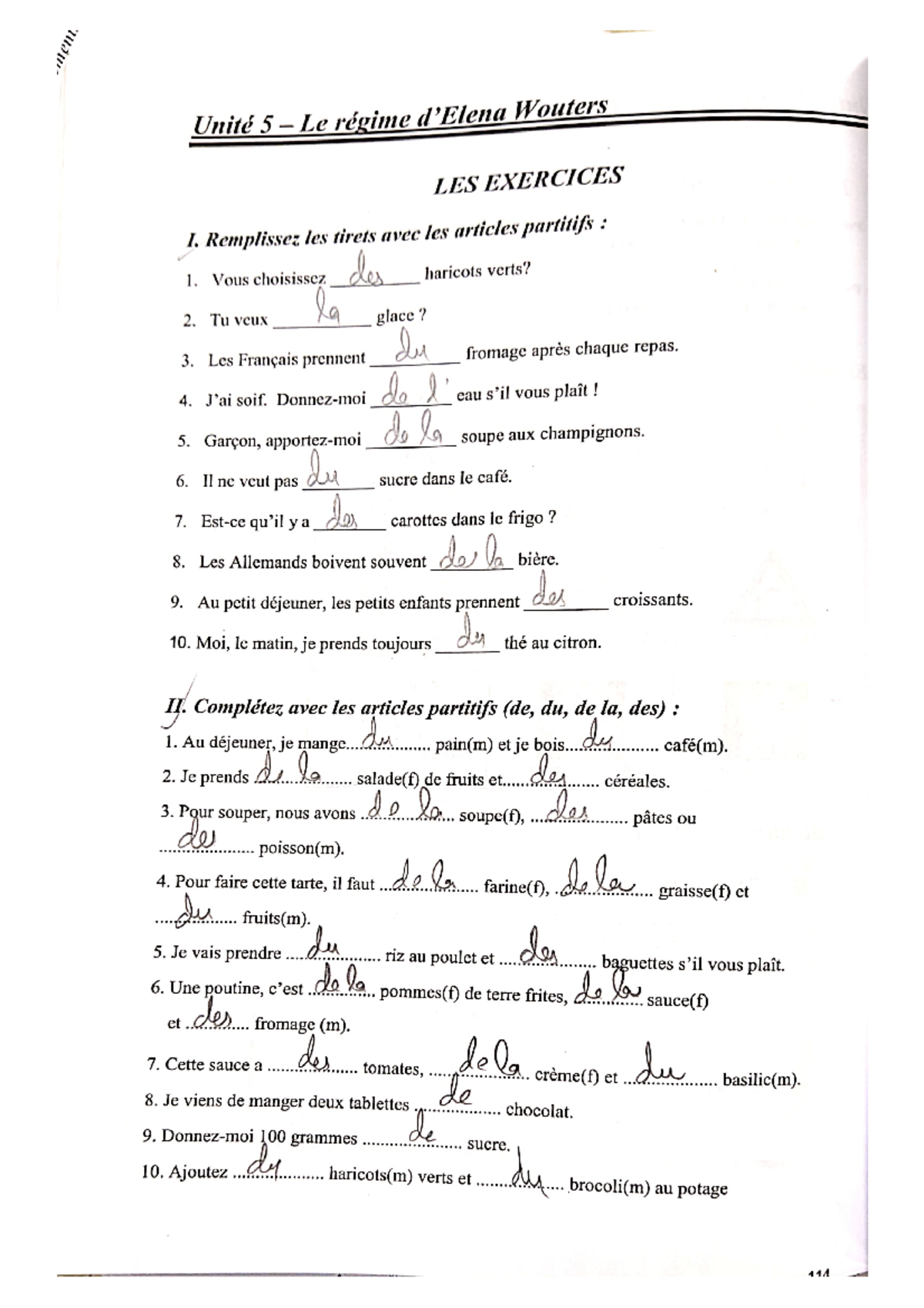 French Unit 5 Exercises - French–I - Studocu