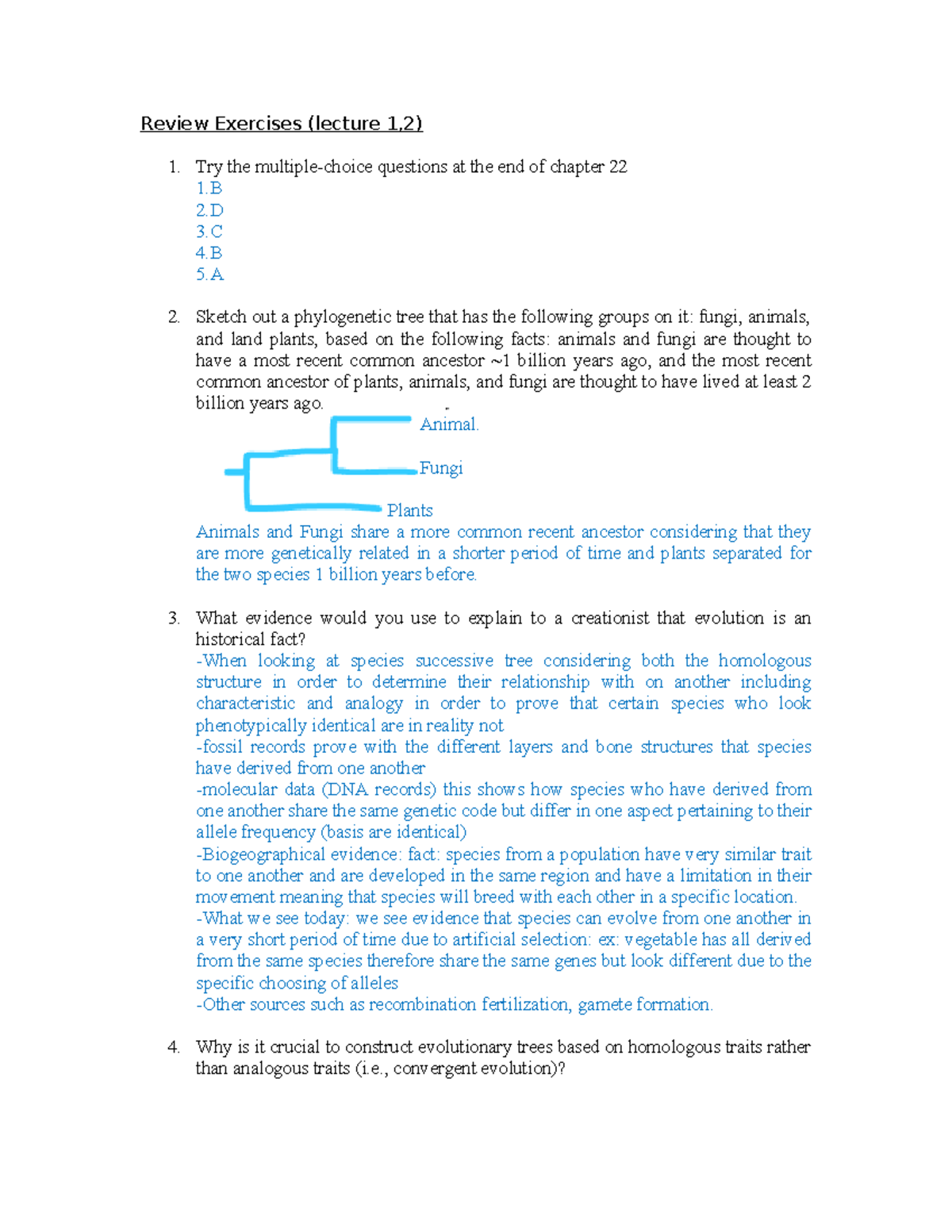 Review Exercises midterm - Review Exercises (lecture 1,2) 1. Try the multiple-choice questions ...