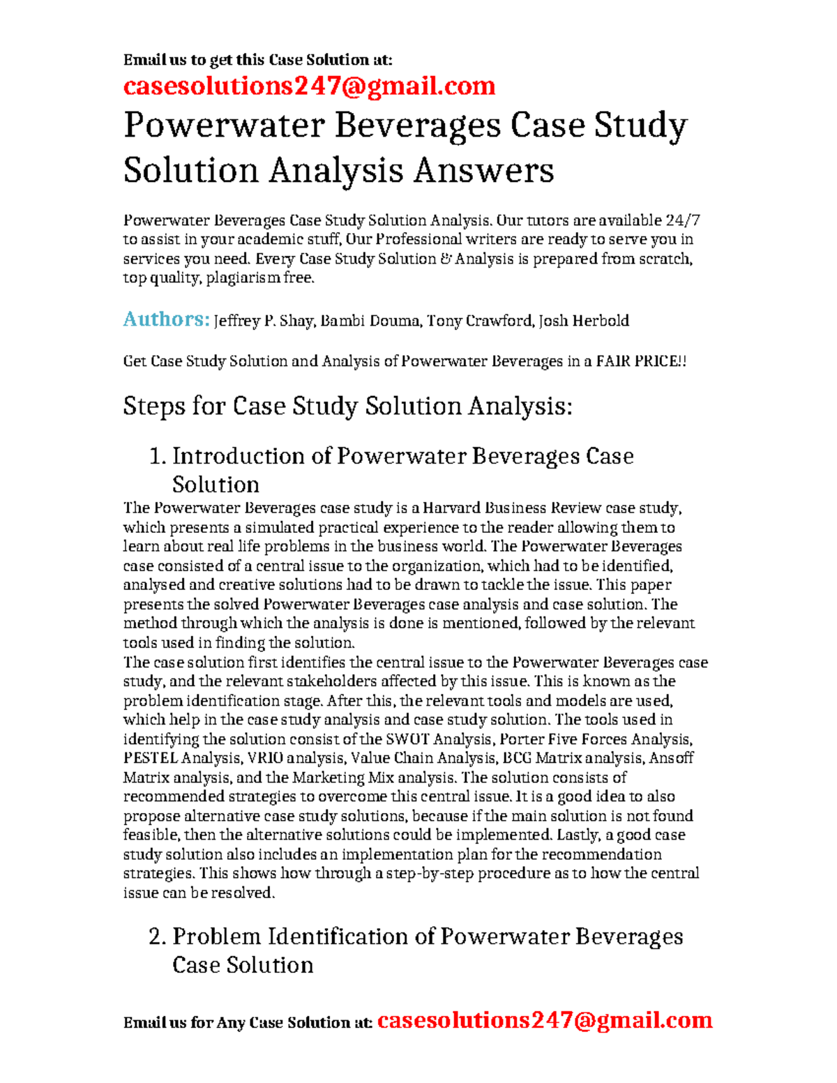 Solution Powerwater Beverages Case Study - casesolutions247@gmail ...
