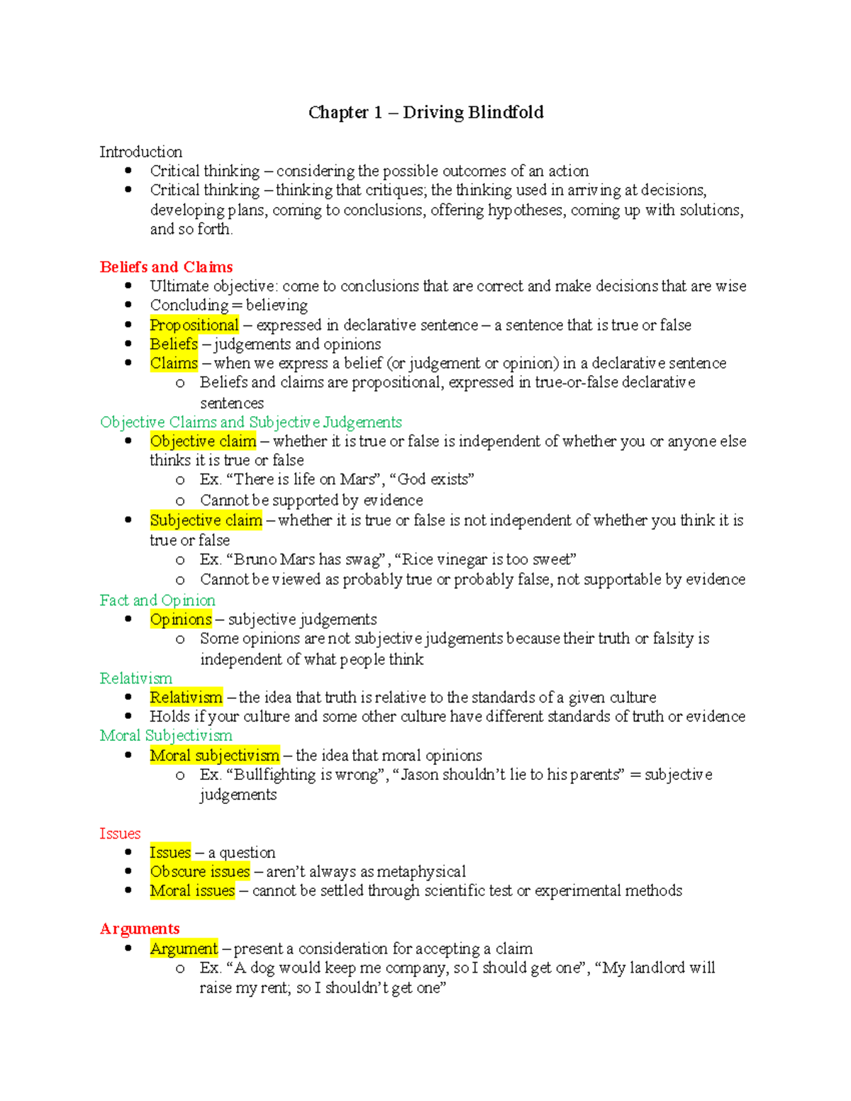PHIL 341 - Chapter 1 - Chapter 1 – Driving Blindfold Introduction ...