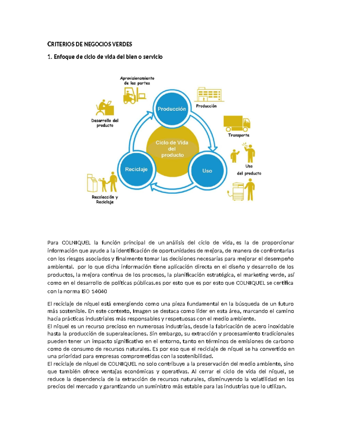 Criterios DE Negocios Verdes - CRITERIOS DE NEGOCIOS VERDES Enfoque de ...