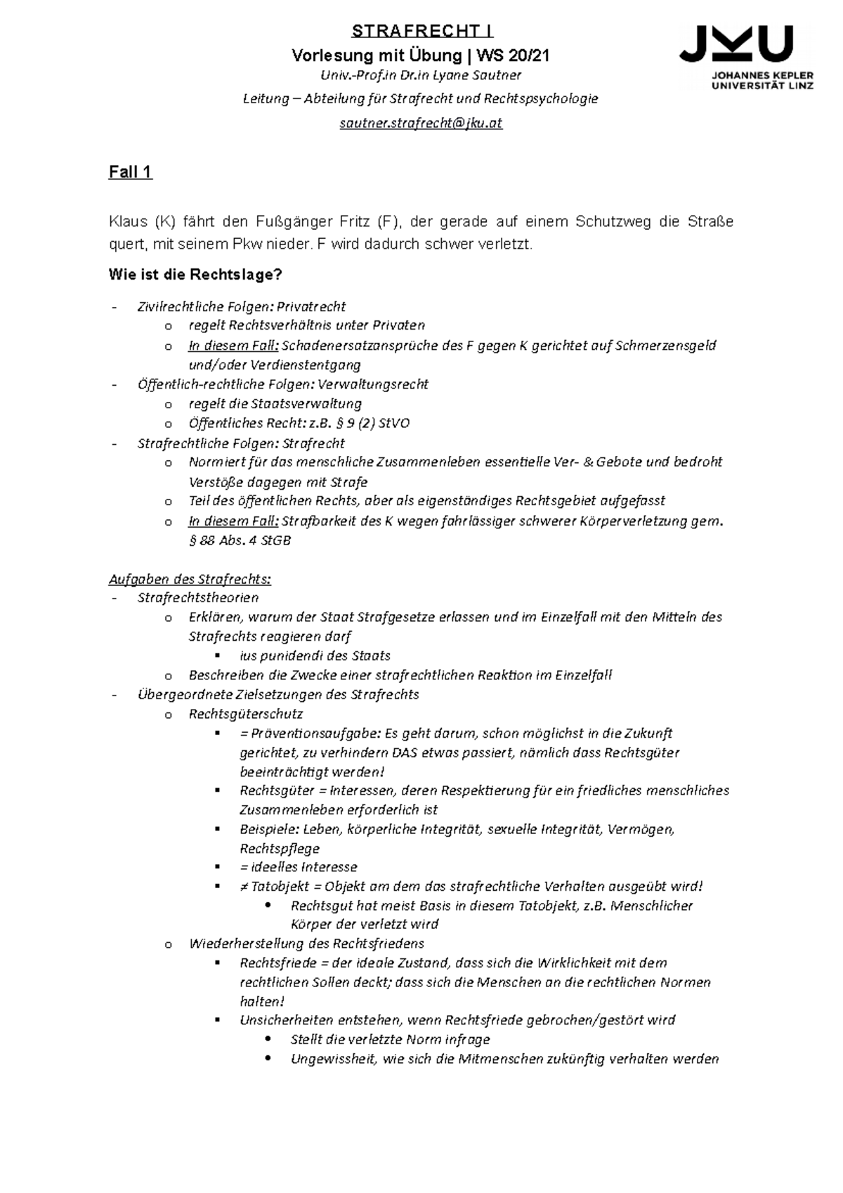 VU Alle Fälle inkl Lösung - Vorlesung mit Übung | WS 20/ Univ.-Prof Dr ...