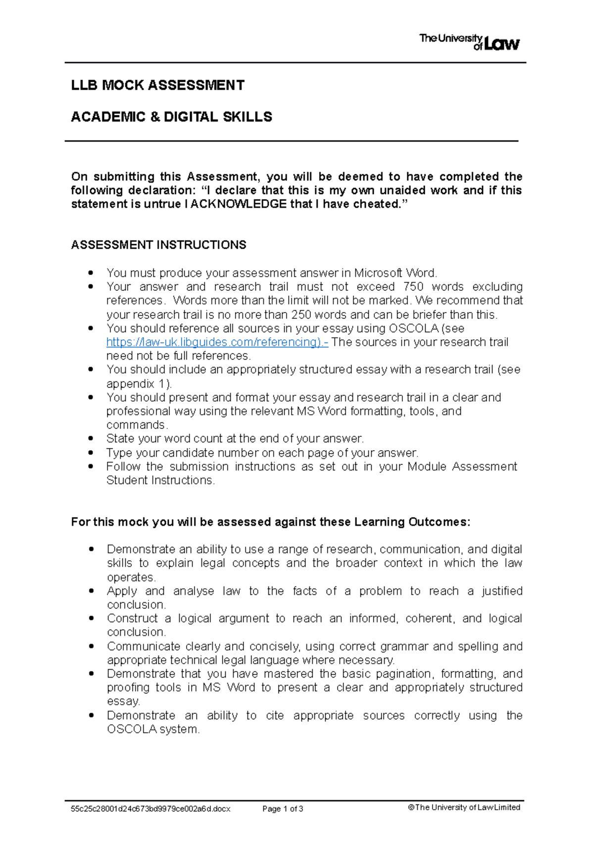 2324 ads ce02 mock assessment - LLB MOCK ASSESSMENT ACADEMIC & DIGITAL ...