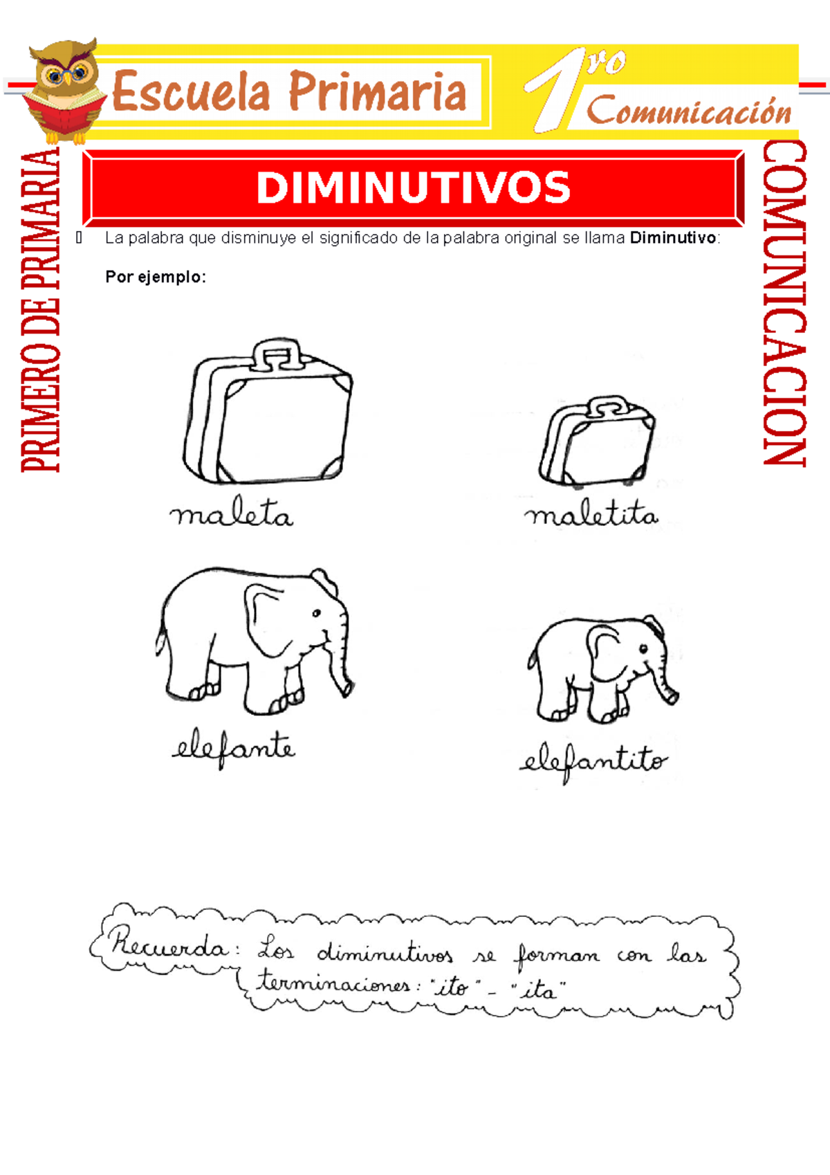 Actividades de Diminutivos para Primero de Primaria - Primero de ...