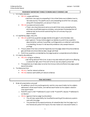 Evidence notessss - EVIDENCE Relevancy Relevancy and its Counterweights ...
