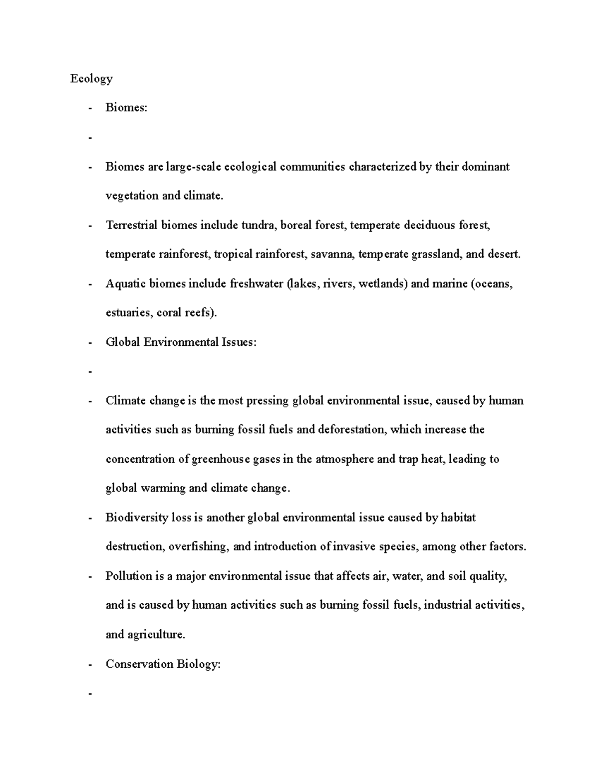 Ecology pt 3 - Ecology - Biomes: - Biomes are large-scale ecological ...
