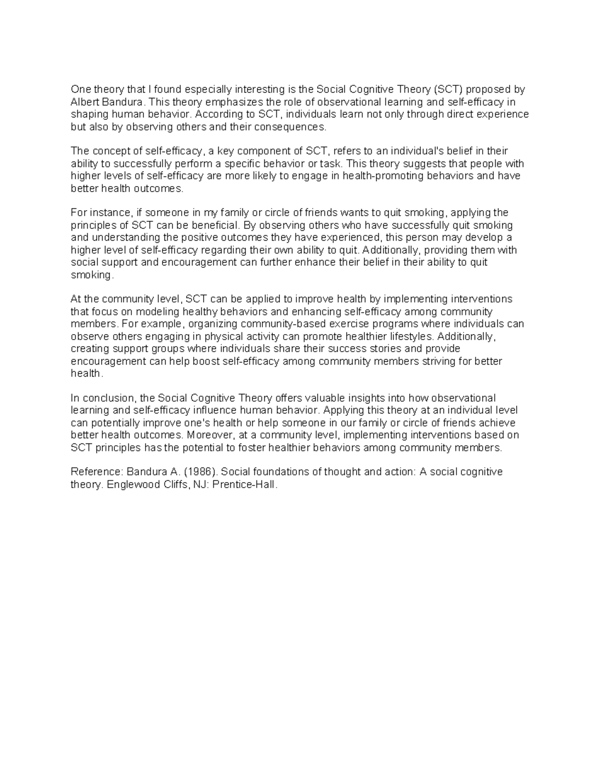 PSYC 1111-01 - AY2024-T1 Learning Journal Unit 5 - One theory that I ...