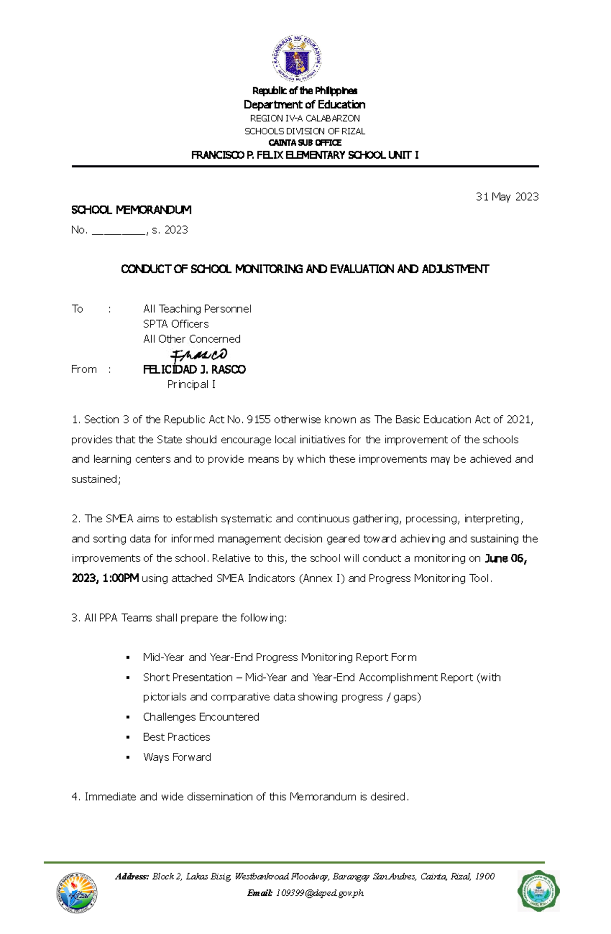 School MEMO Conduct OF SMEA Department Of Education REGION IV A school-memo-conduct-of-smea-department-of-education-region-iv-a