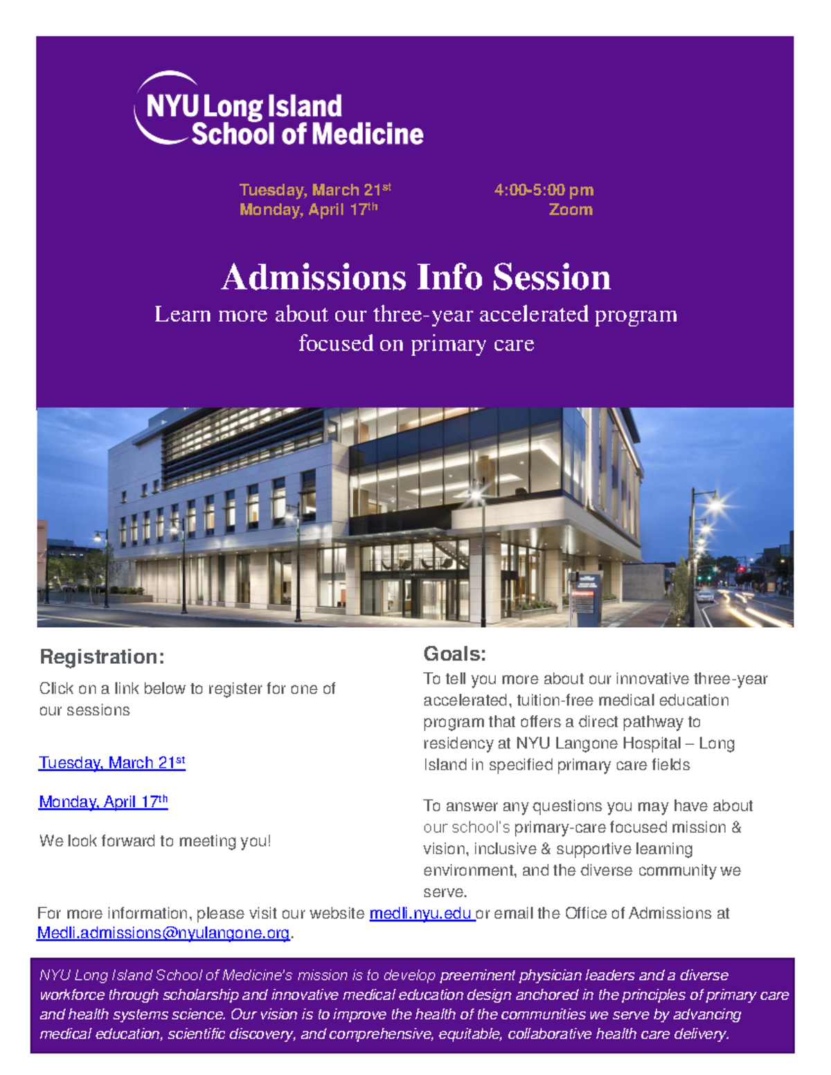 NYU Lisom Spring 2023 Admissions Info Session Flyer - Admissions Info ...