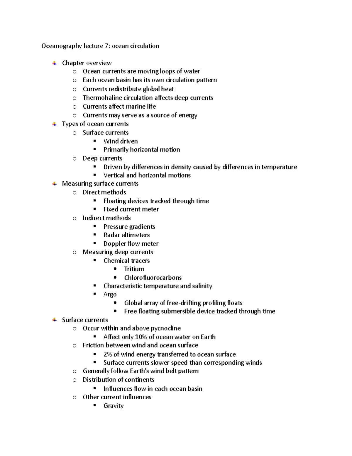 Oceanoghraphy 7 - notes - Oceanography lecture 7: ocean circulation ...