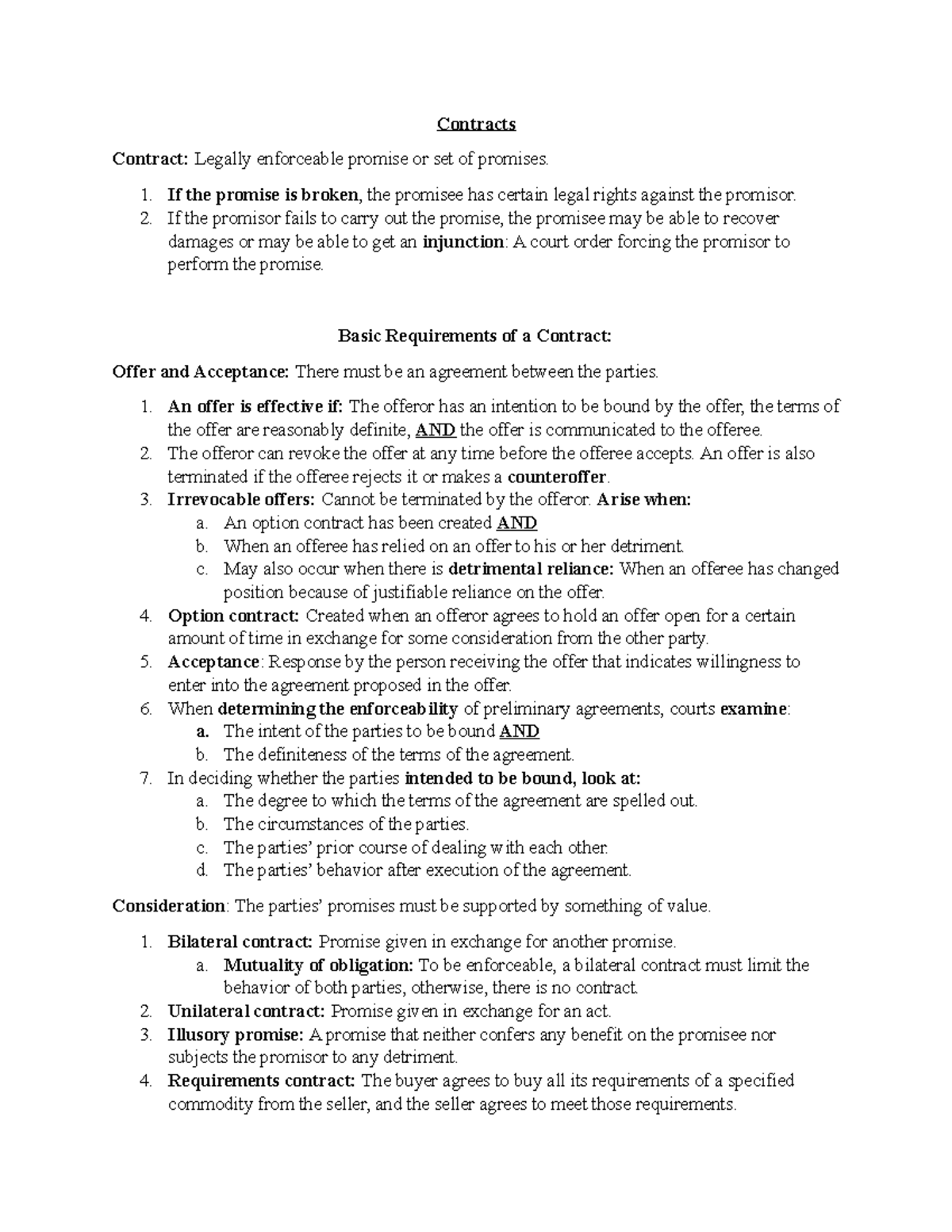 Chapter 7 - Instructor: William Hall - Contracts Contract: Legally ...