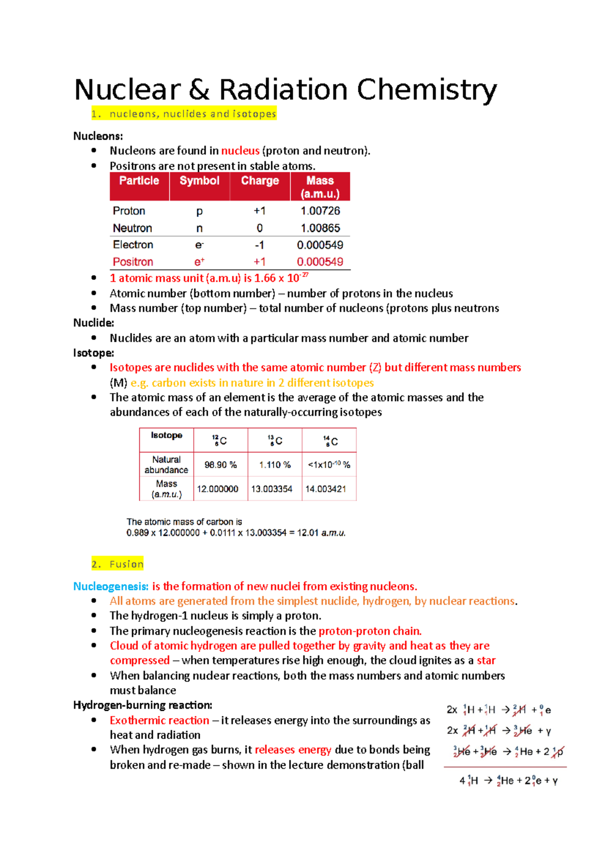 Chemistry 1101 Notes - Lecture note 1-30 - Nuclear Radiation Chemistry ...