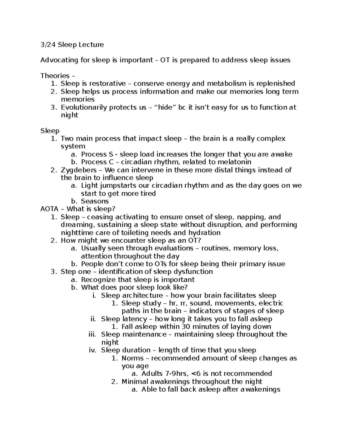 Sleep Interventions - 3/24 Sleep Lecture Advocating for sleep is ...