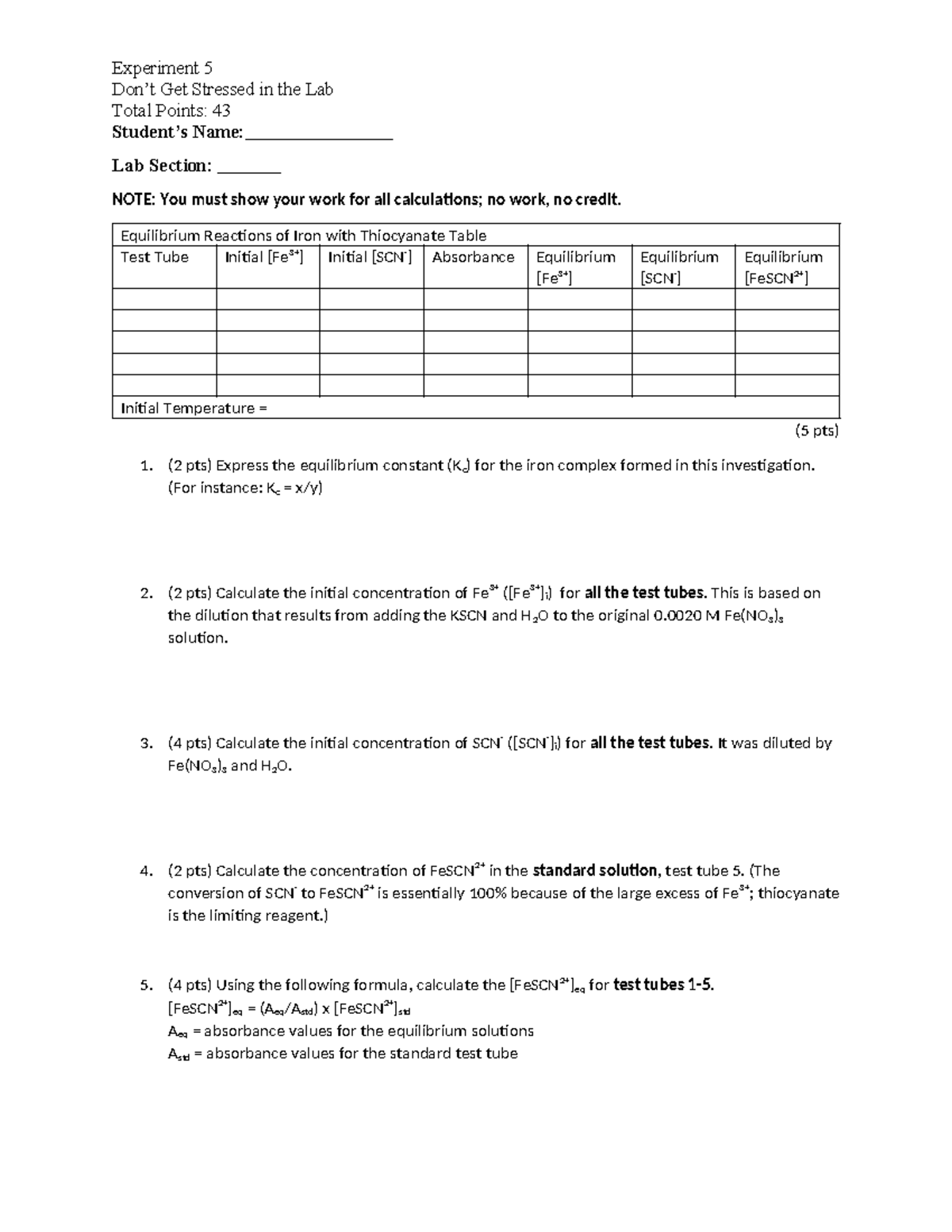 CHEM 110L - Experiment 5 Don't Get Stressed - Experiment 5 Don’t Get ...