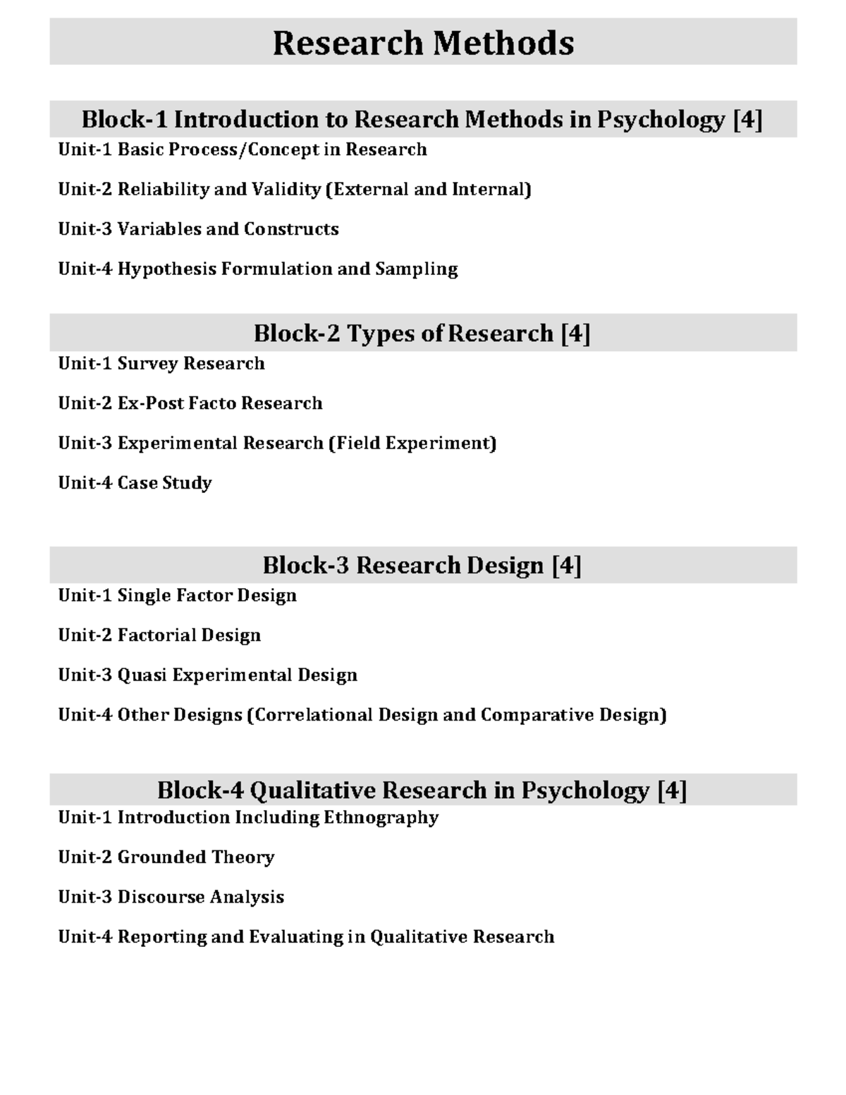 Research Methodology - N/A - Research Methods Block-1 Introduction to ...