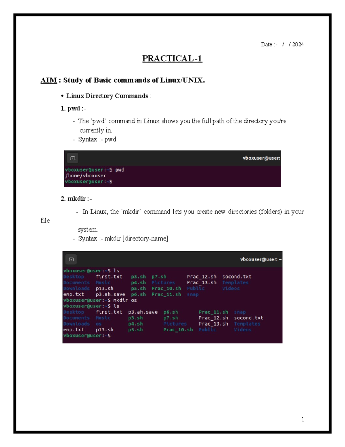 OS&V File - Helpful for practical file - Date :- / / 2024 PRACTICAL - AIM : Study of Basic ...