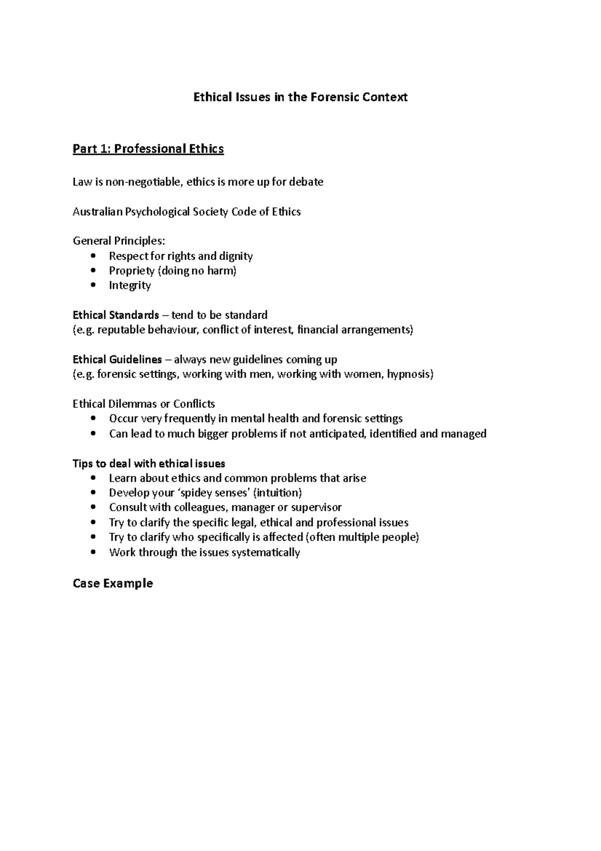 Week 2 - Ethical Issues in the Forensic Context - Ethical Issues in the ...