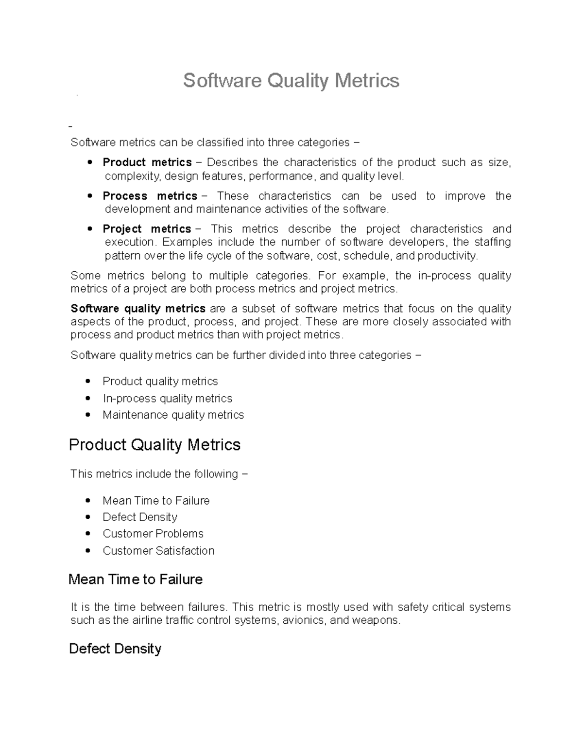 Software Quality Metrics - Software Quality Metrics Software metrics ...