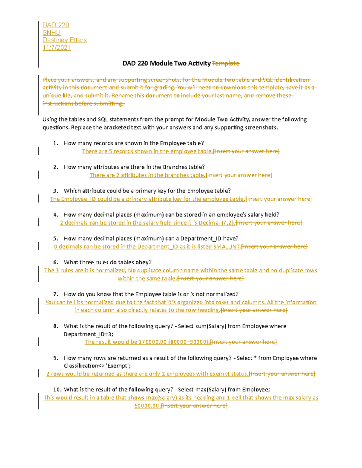 Dad 220 Module Two Activity You Will Need To Download This Template Save It As A Unique File 