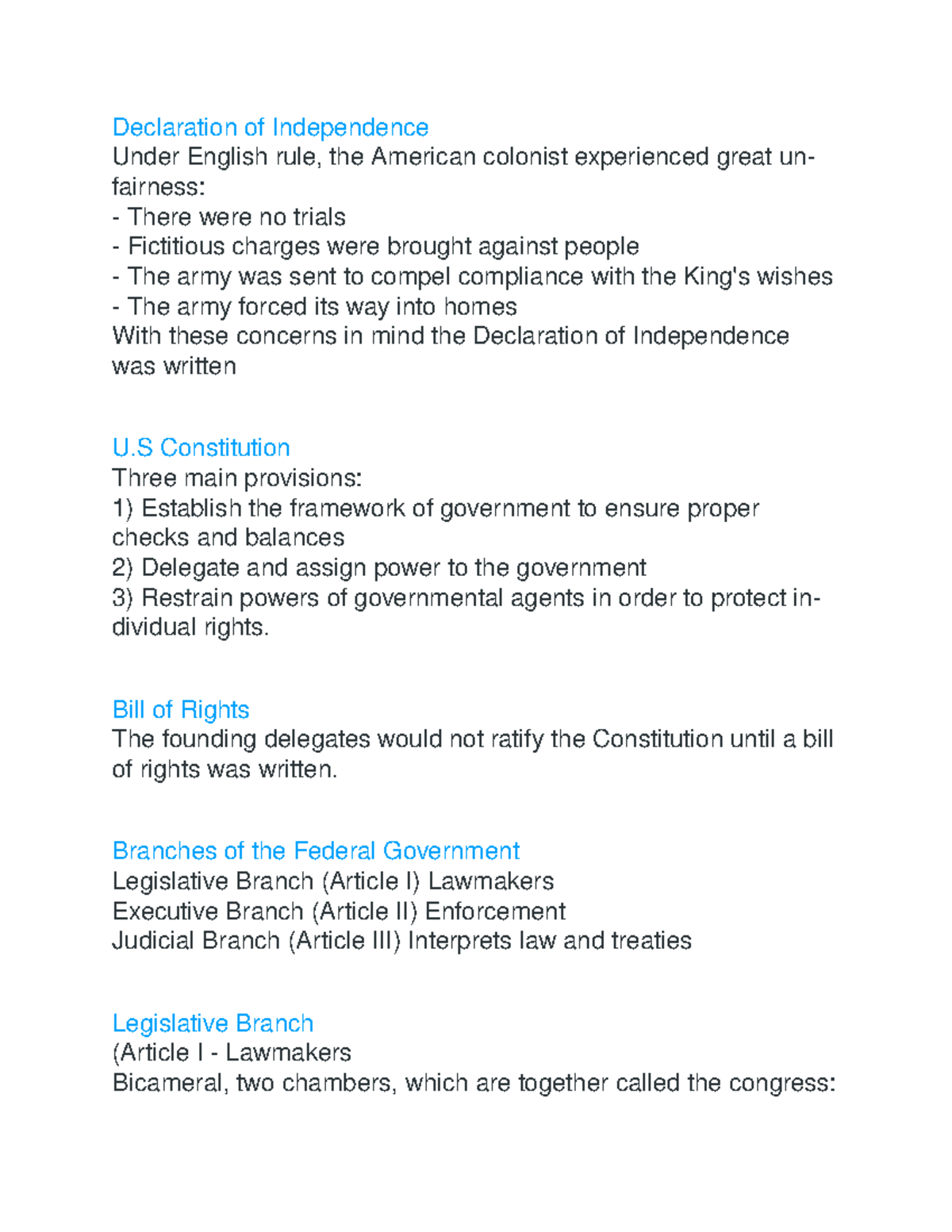 Chapter 1 - Constitutional Law - Declaration of Independence Under ...