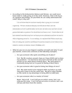 PSY 225 Module 2 Short Paper - PSY 225 Module 2 Short Paper SNHU PSY ...