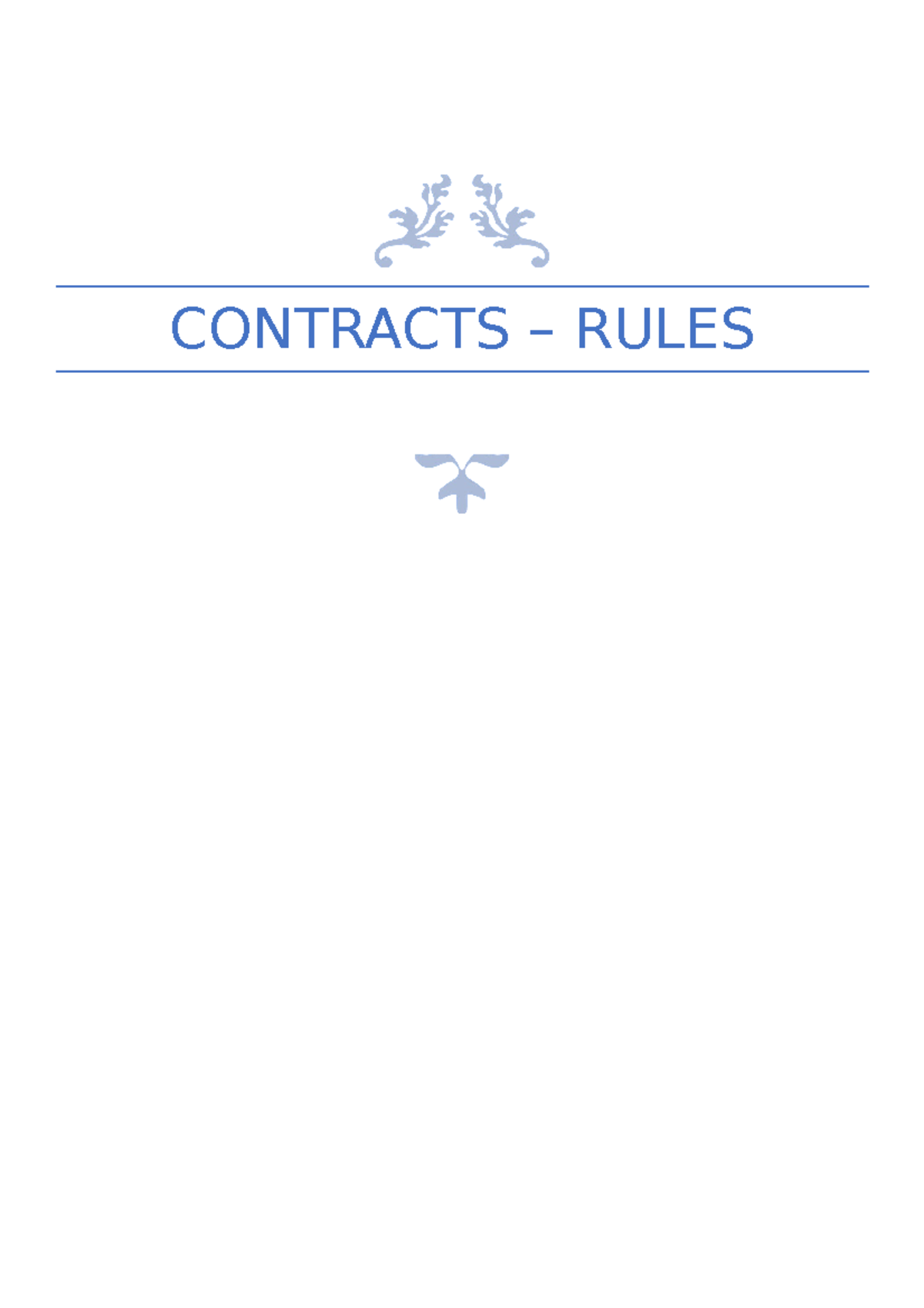Contracts Rule Sheet - CONTRACTS – RULES Contents - Studocu