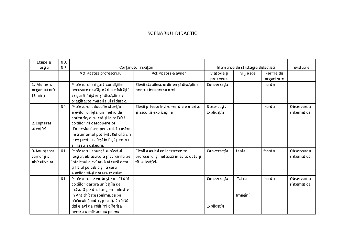 Scenariul Didactic