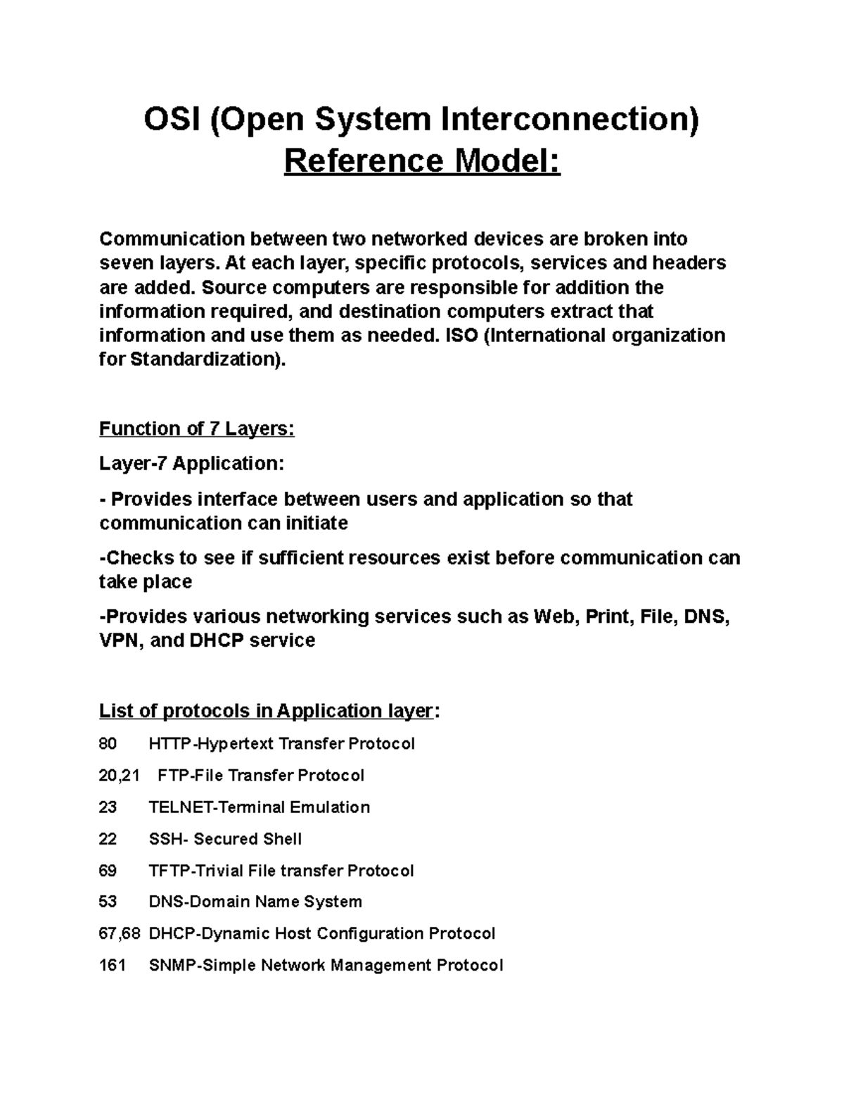 OSI Model - OSI (Open System Interconnection) Reference Model: Communication between two ...