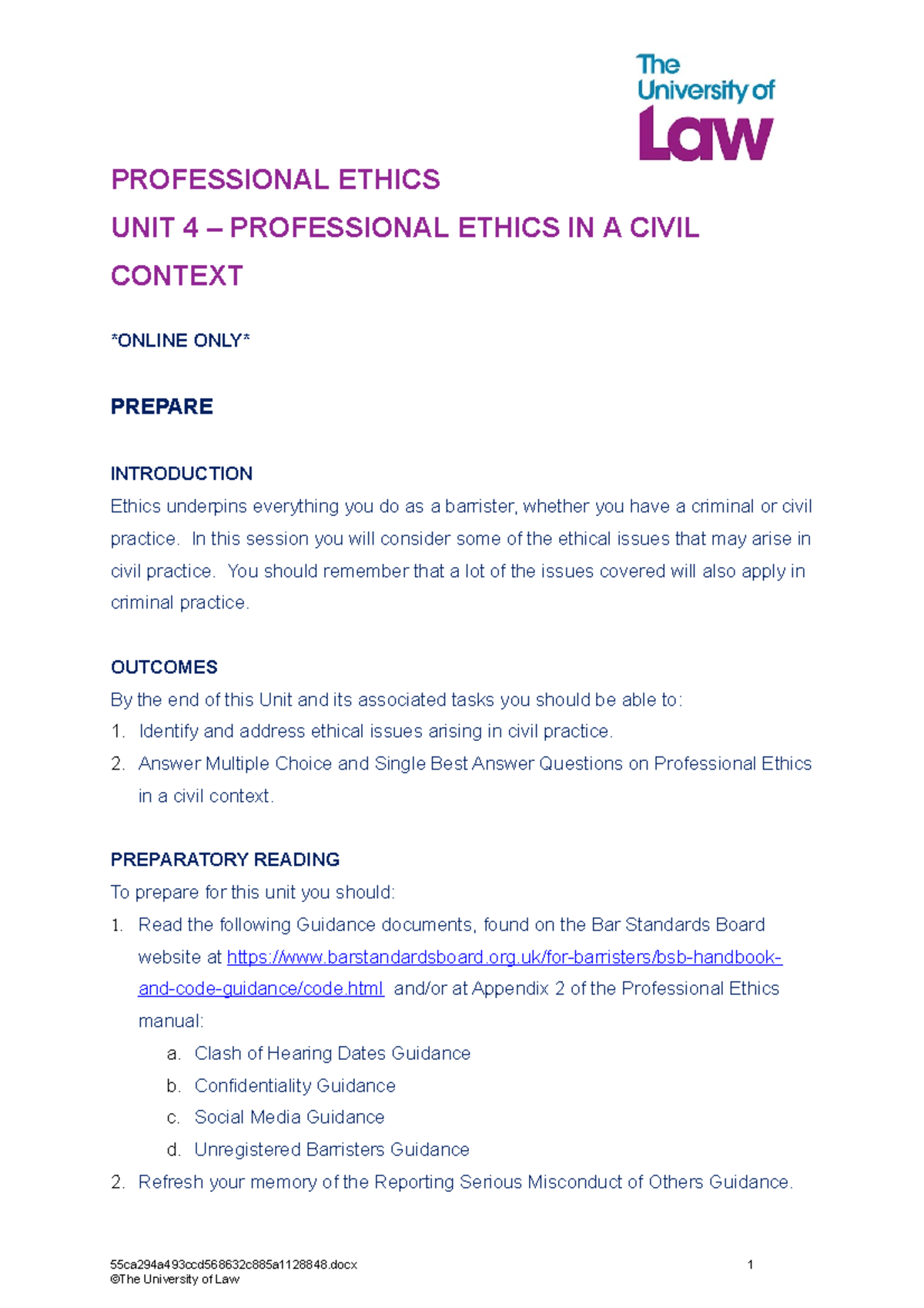 Unit 4 plain - professional ethics syllabus ulaw - PROFESSIONAL ETHICS ...