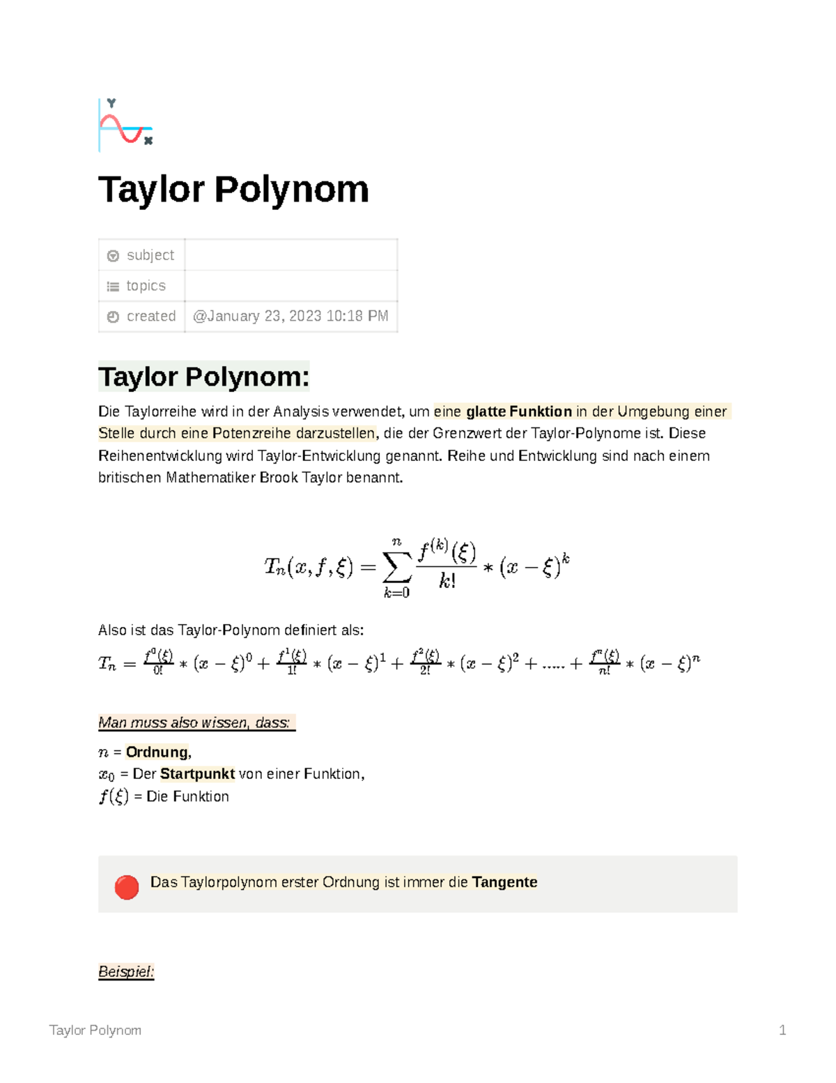 Taylor Polynom - Diese Reihenentwicklung wird Taylor-Entwicklung ...