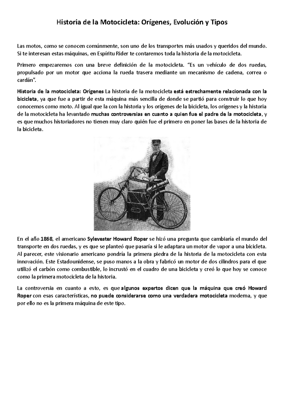 1 origen motos - Super - Historia de la Motocicleta: Orígenes ...