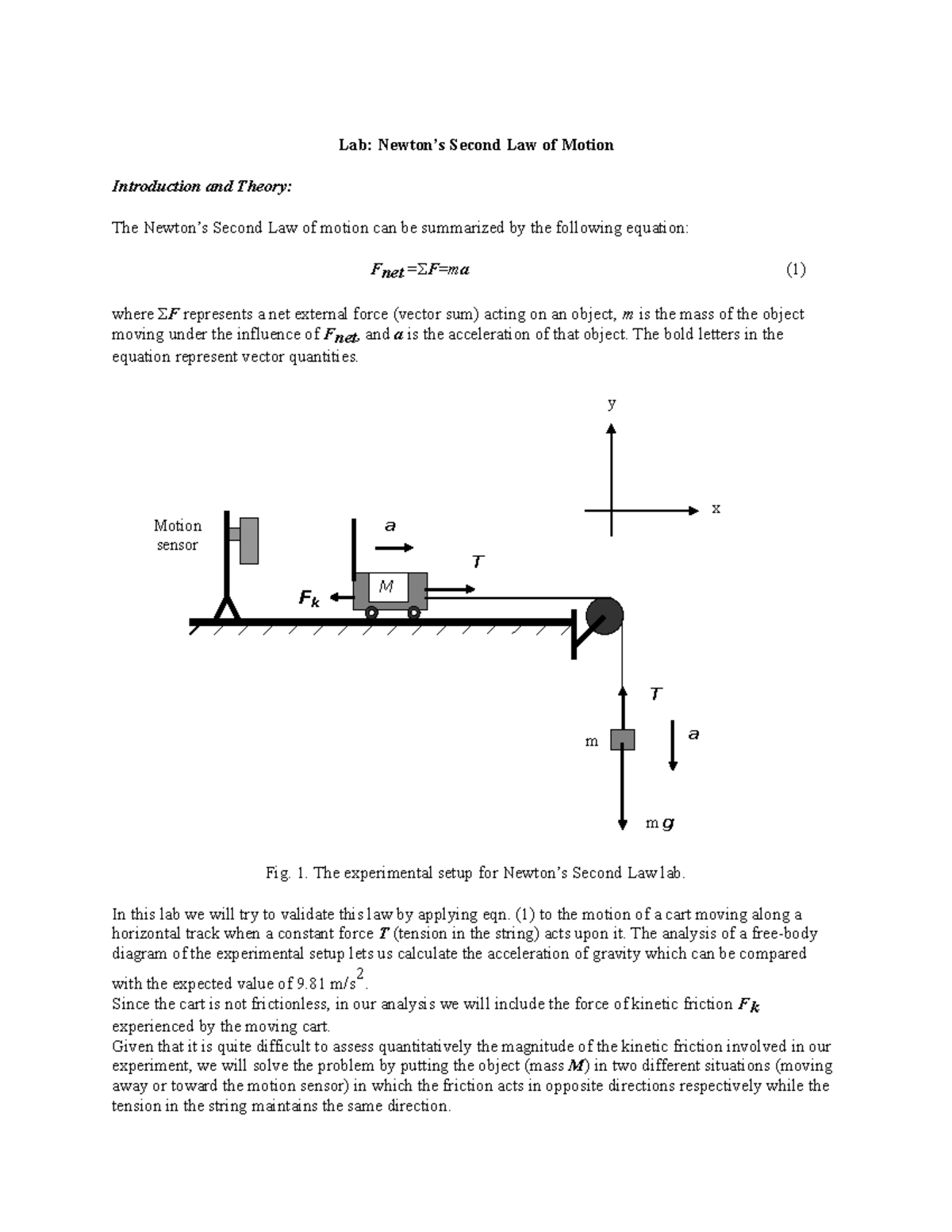 Newtons Second Law2023-1 - PHY 111 - ASU - Studocu