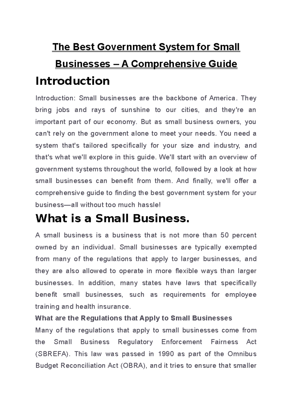 The Best Government System for Small Businesses – A Comprehensive Guide ...