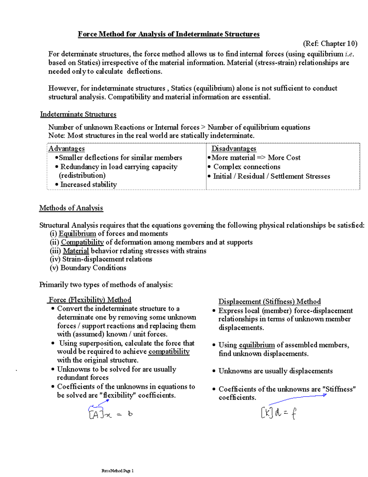 CE474-Ch3-Force Method - Force Method for Analysis of Indeterminate ...