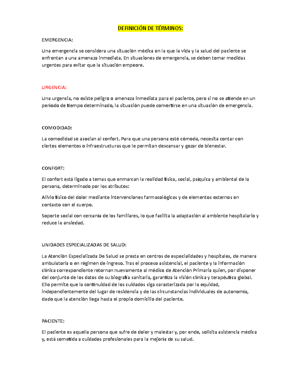 Definición Soria Valencia Anhela - DEFINICIÓN DE TÉRMINOS: EMERGENCIA ...