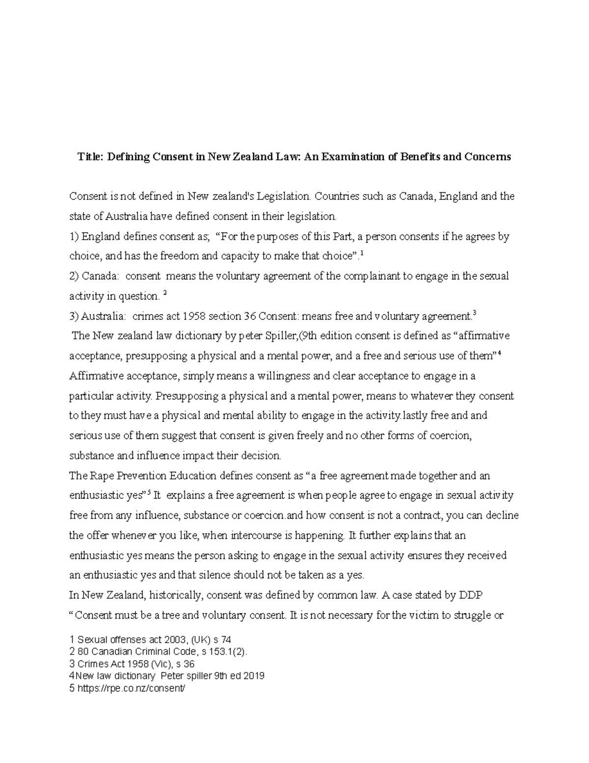 Sexual consent - Title: Defining Consent in New Zealand Law: An ...