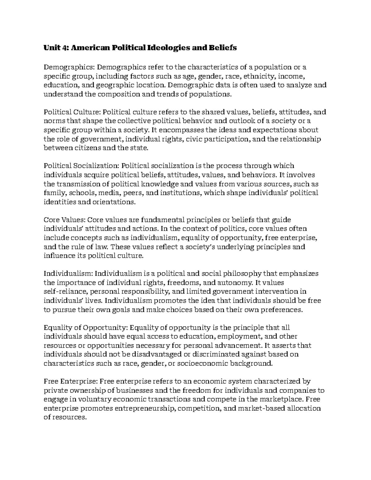 AP US Go Po Vocab Terms - UNIT 4 - Unit 4: American Political ...