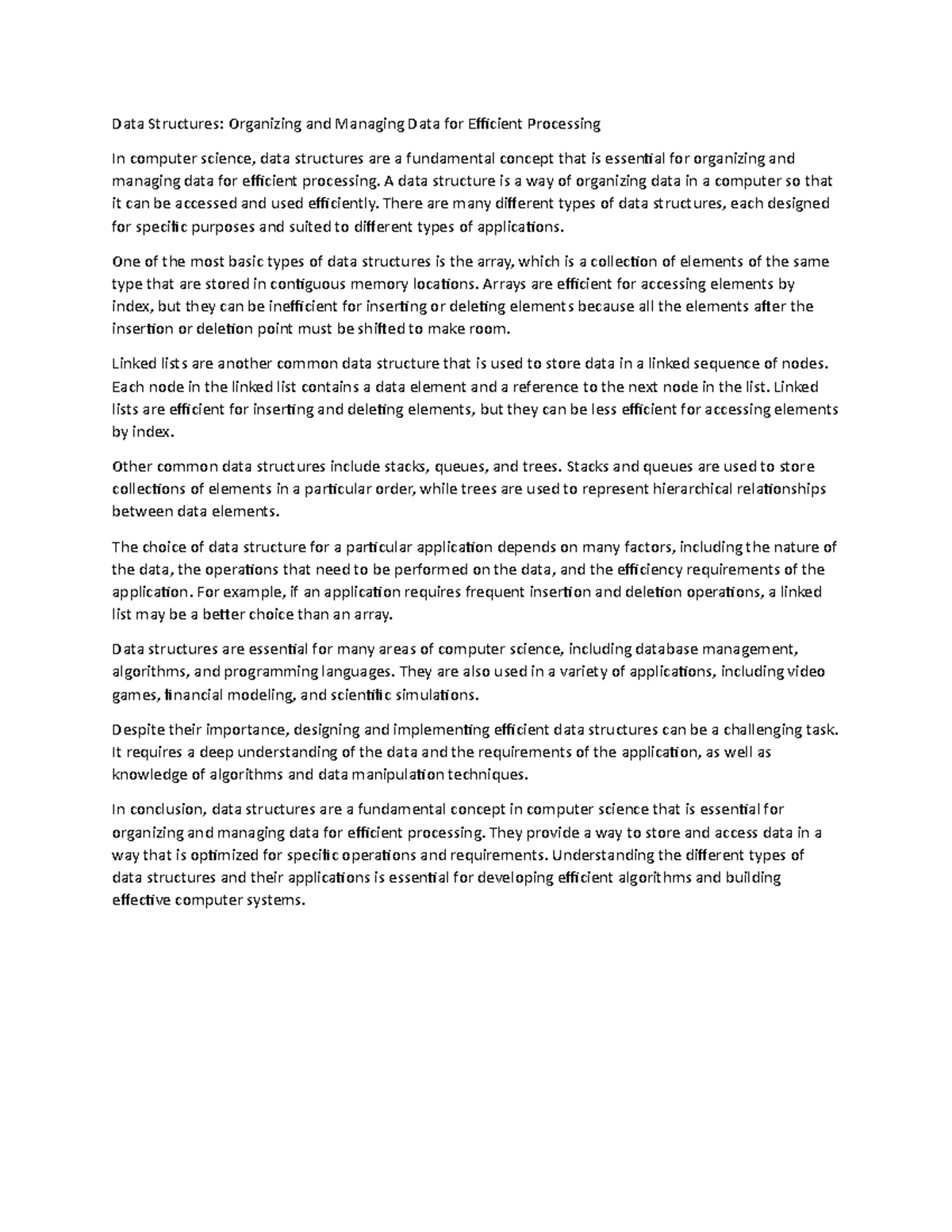 Data Structures A Data Structure Is A Way Of Organizing Data In A Computer So That It Can Be